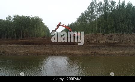 Excavator in construction of water conservancy project, North China ...