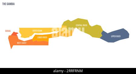 The Gambia political map of administrative divisions - regions and city ...