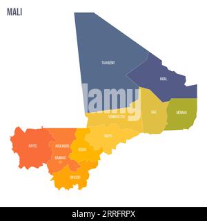 The administrative map of Mali with labels Stock Vector Image & Art - Alamy