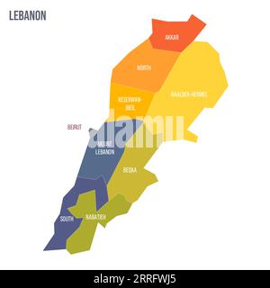 The administrative map of Lebanon with labels Stock Vector Image & Art ...
