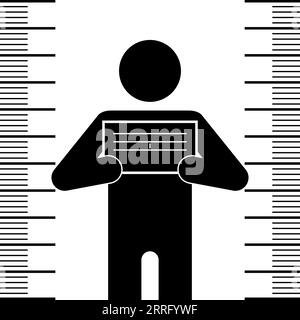 Stick figure, black man silhouettes on a white background. Prisoner ...