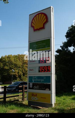 Prices of Shell Unleaded and Diesel on Display at a Petrol Station in ...