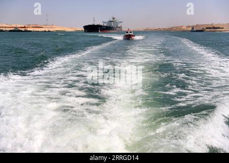 220518 -- CAIRO, May 18, 2022 -- A ship sails on the Suez Canal in ...