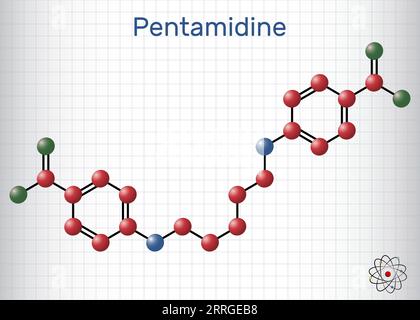Pentamidine molecule. Structural chemical formula, molecule model Stock ...