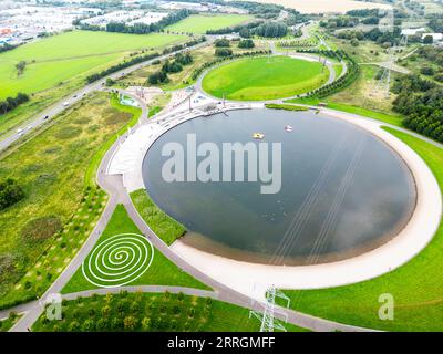 Helix Park, pond, lake, Falkirk, Grangemouth, Scotland, UK Stock Photo ...