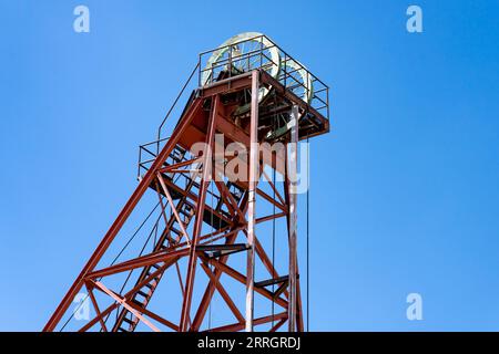 Mine head / headgear wheel on display at the Guido coal mine museum ...