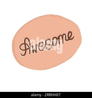 Hand drawn illustration you are awesome phrase words lettering red ...