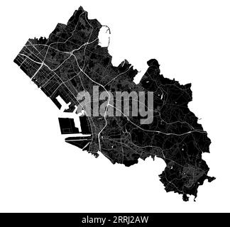 Chiba map. Detailed map of Chiba city administrative area. Cityscape ...