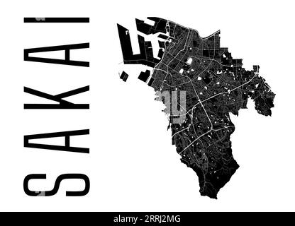 Sakai map. Detailed map of Sakai city administrative area. Cityscape ...