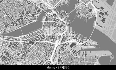 Boston city map, United States. Municipal administrative borders, black ...