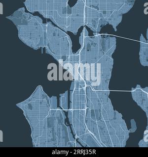 City map Seattle, color detailed plan, vector illustration detailed ...