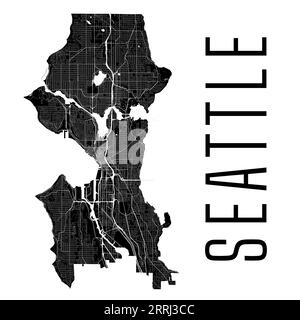 Seattle map, American city. Municipal administrative area map with ...