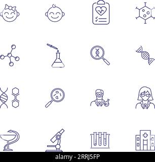 Genetics line icons collection. DNA, Chromosomes, Genes, Alleles ...