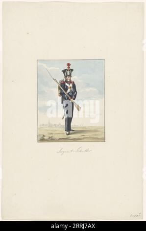 Sergeant of the Schutterij; Six drawings of uniforms of the Dutch army ...