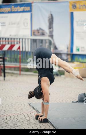 Acrobatic gymnastics exercises Stock Photo - Alamy