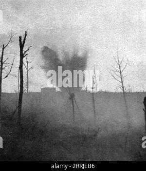 Explosion of an artillery shell at the front during the Battle of ...