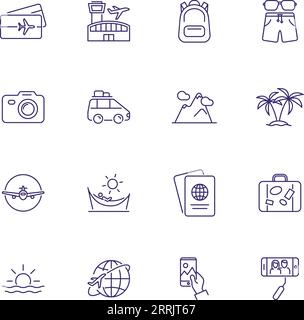 Group selfie line icon concept. Group selfie flat vector symbol, sign ...