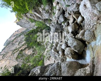 Rocks in Val Scura, gorge, via ferrata, ladder, Lake Caldonazzo in ...