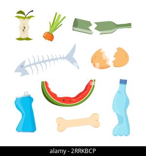 Watermelon rind. Organic waste. Trash sorting, recycling Vector ...