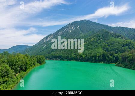 St. Pankraz: reservoir Klaus of river Steyr, old and new bridge ...