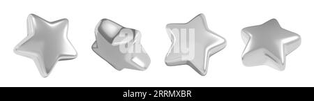 Silver star in different angles 3d illustration set Stock Photo - Alamy