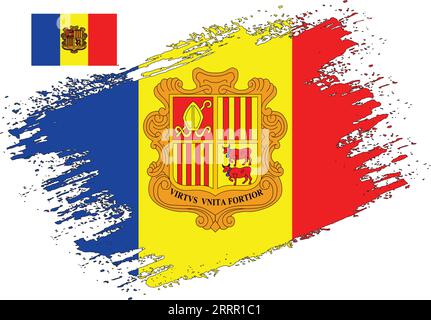 andorra country flag concept with grunge design suitable for a logo ...