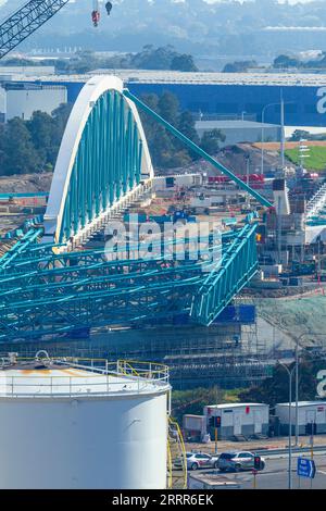Installation of the bridge crossing Alexandra Canal at Tempe Reserve ...
