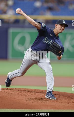 Seattle Mariners starting pitcher George Kirby prepares to deliver ...