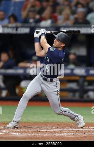 Seattle Mariners left fielder Randy Arozarena is reflected in the ...