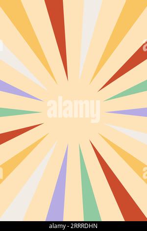 Retro background of sunbeams. Groove poster radial color rays explosion ...