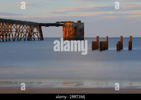 Long exposure image of a old derelict industrial pier at Hartlepool ...