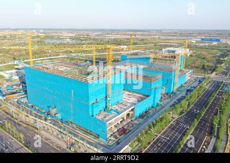 Aerial view of the construction site of the Xiong'an Civic Service ...
