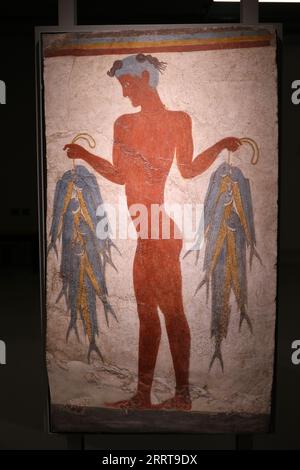 Mural from Akrotiri, Thera-Santorini, Minoan Civilization, 16th Century ...