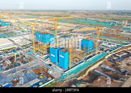 Aerial view of the construction site of the Xiong'an Civic Service ...