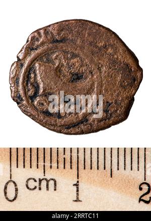 Small Arabian ancient coins. Ilkhanate. Tabriz. Reverse. Isolated on ...