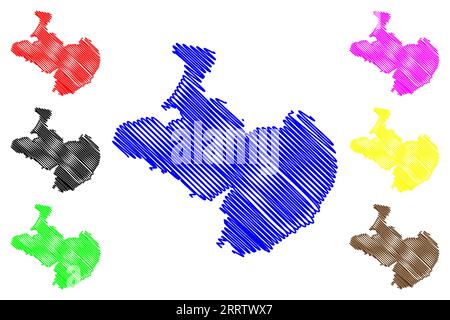 Lake Habbaniyah (Republic of Iraq) map vector illustration, scribble ...