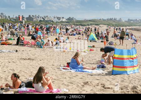 Troon, UK. 08th Sep, 2023. Forecasted high temperature encouraged ...