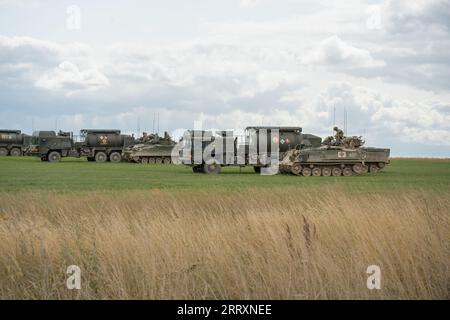 British army unit support tanker in action on a military exercise Stock ...