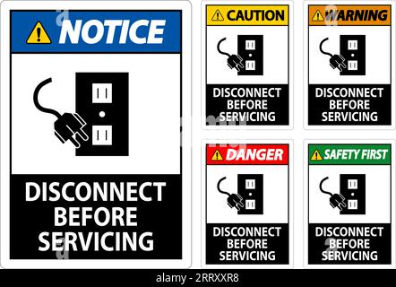 Danger Sign Disconnect Before Servicing Stock Vector Image & Art - Alamy