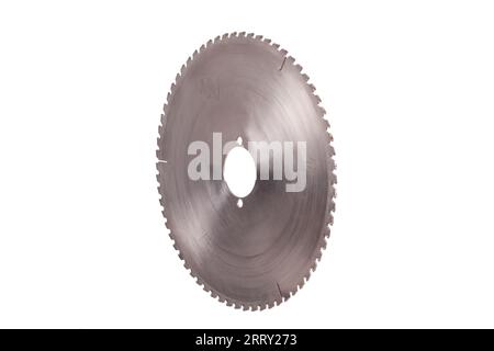 Massive round circular saw blade made from steel metal isolated on a ...
