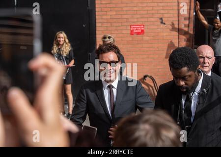 Jimmy Fallon meet fans as he leaves the Hackney Empire, London after ...