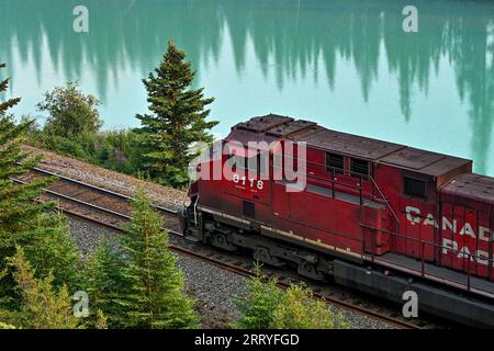 Canadian Pacific locomotive passing through Banff National Park, Alberta, Canada Stock Photo - Alamy