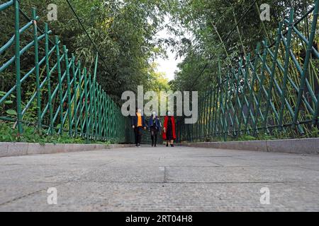 Bamboo corridor architectural landscape in the park, Beijing Stock ...