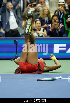 Coco Gauff of the U.S. celebrates after winning the second round women ...