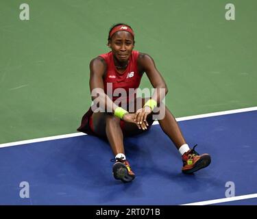 Coco Gauff of the U.S. reacts after winning the second round women's ...