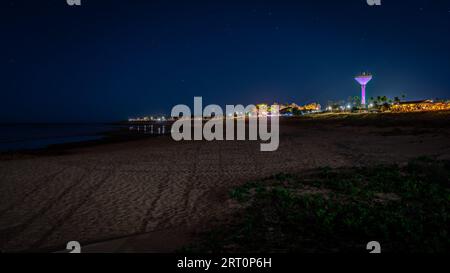 Panorama night sea, Night coastline view Stock Photo - Alamy
