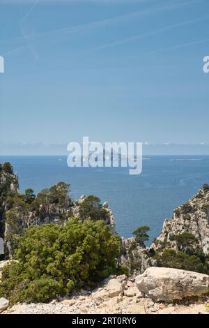 the calanques (france) with their impressive rocks, plants and crystal ...