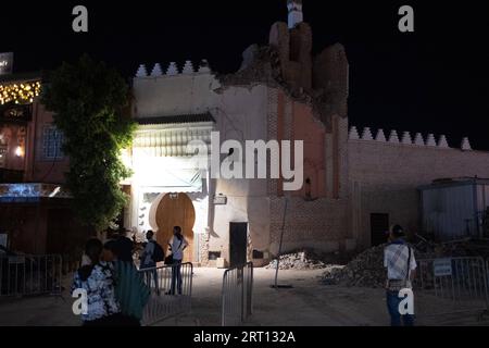 Marakkesh, Morocco. 10th Sep, 2023. Damaged buildings around the square ...