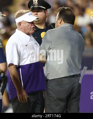 September 3, 2023: LSU Tigers head coach Brian Kelly yells for the ...