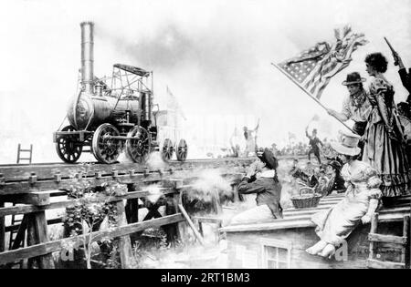 Historic photograph, one of the first steam engines, Puffing Billy, around 1870 Stock Photo - Alamy